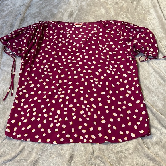 kate spade | Tops | Kate Spade Mallow Dot Ruched Sleeve Blouse | Poshmark